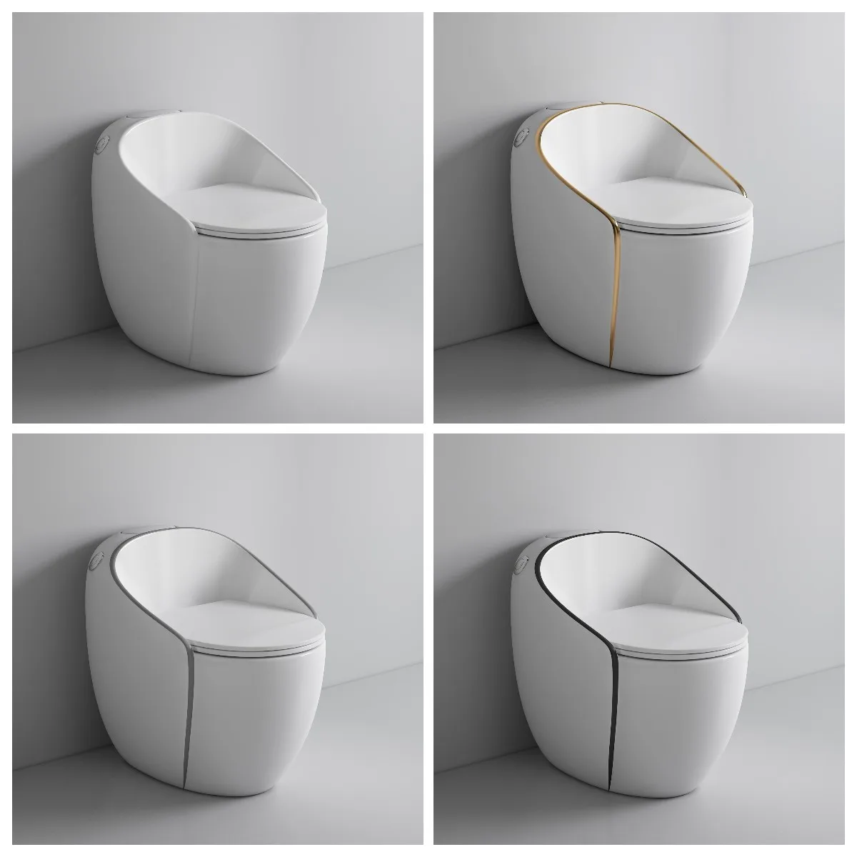 High End Modern Sanitary Ware Commode One Piece Water Closet Egg Shape ...