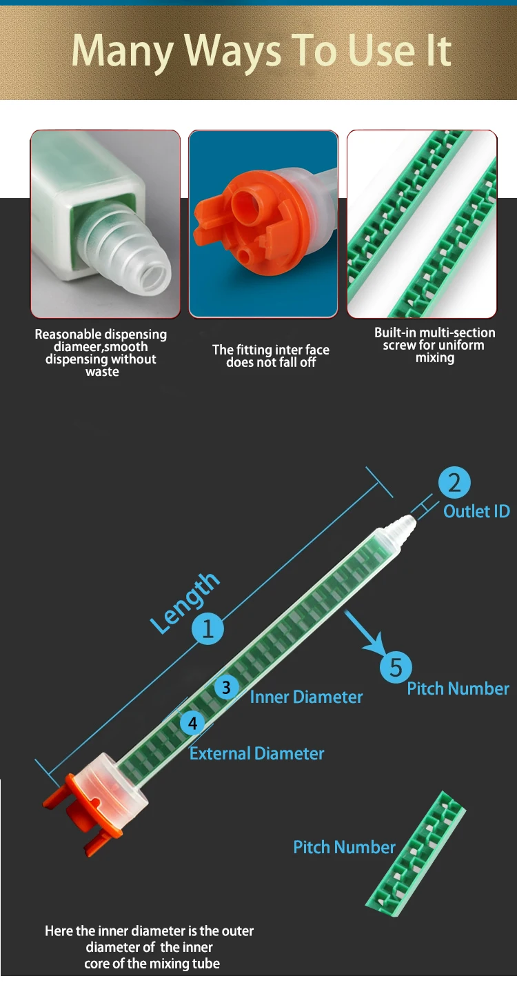 MFQ08-24(1:1) Static Mixer Tips Green square Mixing Nozzle AB Glue ...