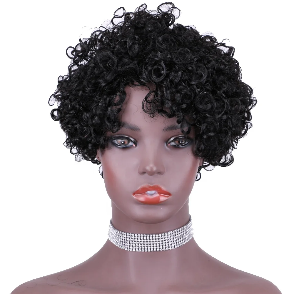 Ali Queen Pixie Cut Curly Human Hair Wig,Color Pixie Cut Curly Wig ...