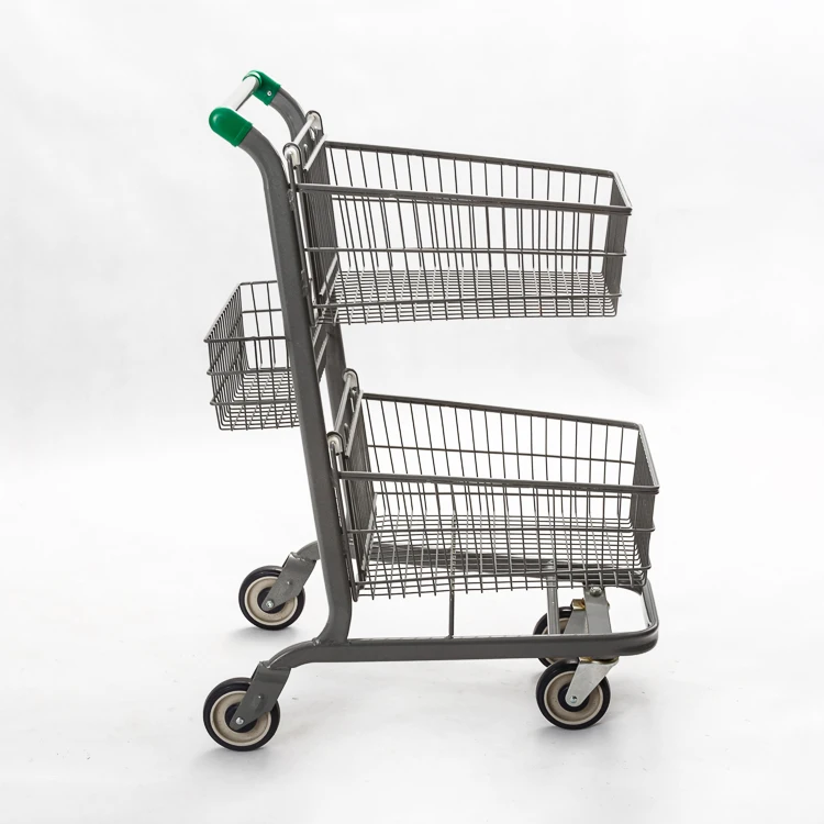 Shop Mall 2 Tier Double Basket Supermarket Shopping Trolley Cart ...