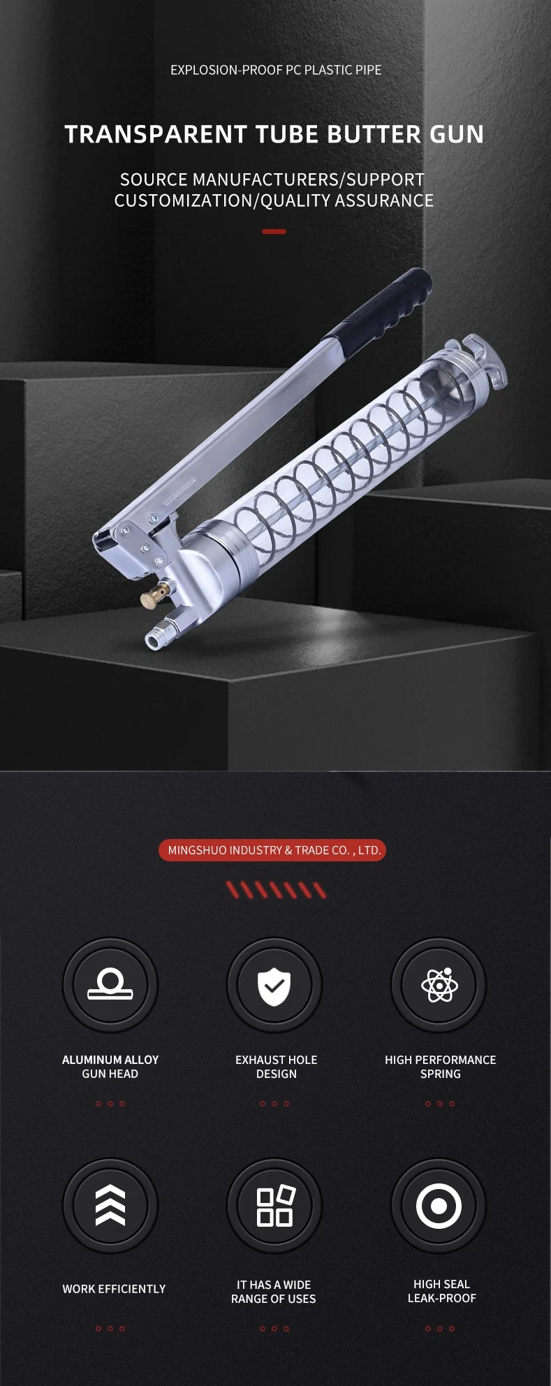 Modern Style Lubricating Machinery Hand-actuated Grease Gun With Rigid ...