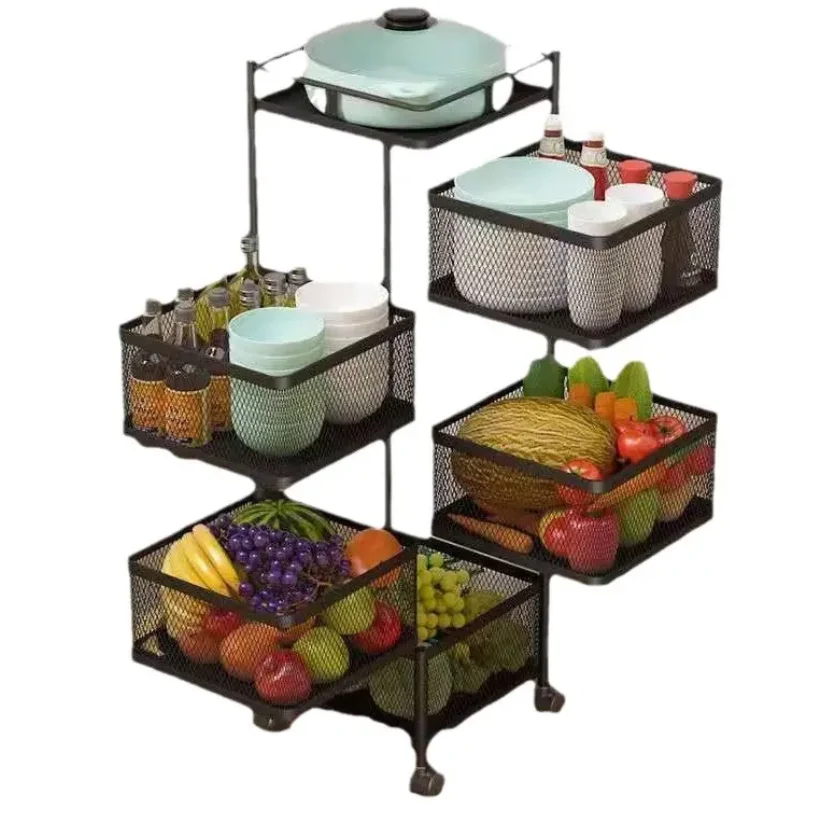 5 Layer Rotating Kitchen Shelf - Efficient Storage Solutions