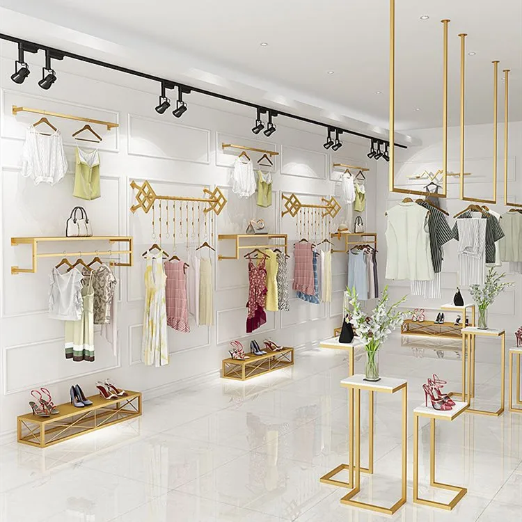 Clothing Store Wall-mounted Display Racks Garment Storage Racks Metal ...