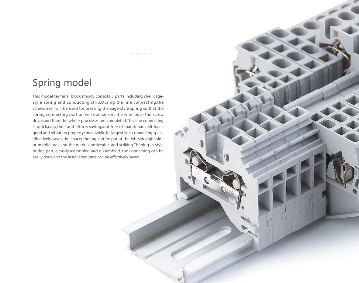 2.5mm2 Cage Spring Terminal Block Spring Terminal Block Din Rail ...