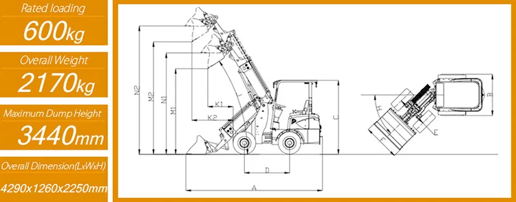 AOLITE ETL600 Mini Electric Telescopic Wheel Loader 600kg