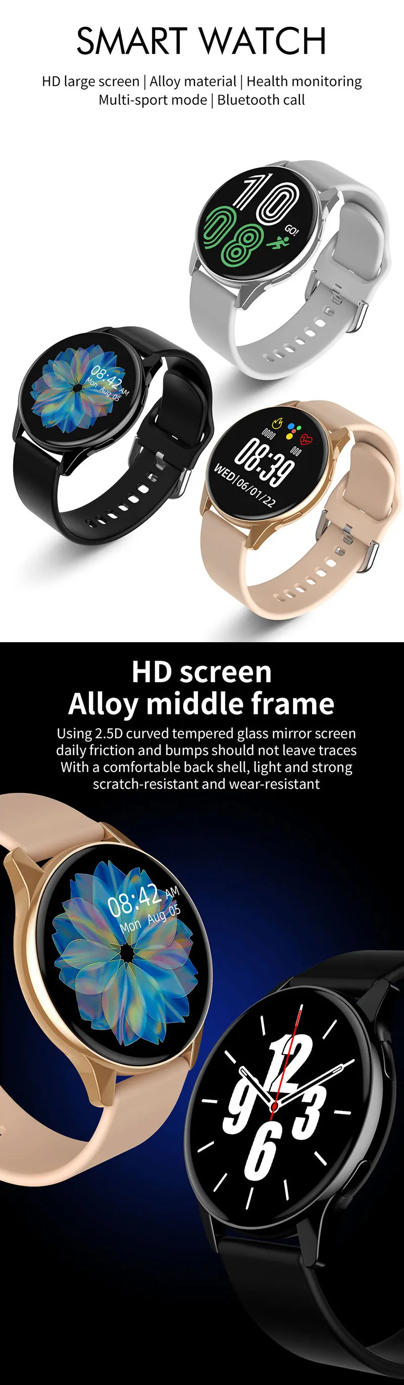 Silicone T2pro Smart Watch 360*360 Full Screen Touch Screen Wristband ...