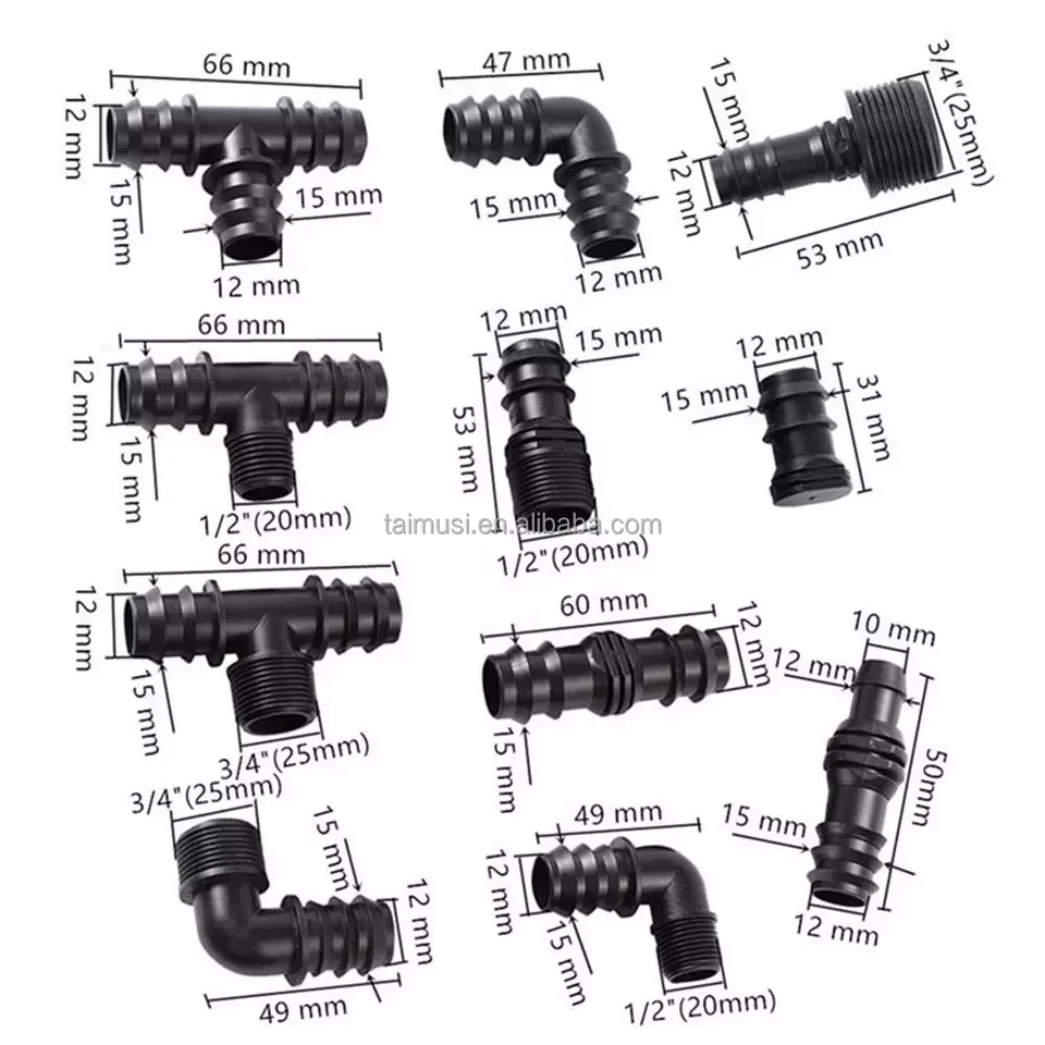Garden Micro Drip Irrigation Plastic Water Pipe DN16 Hose Adapter 1/2 3 ...
