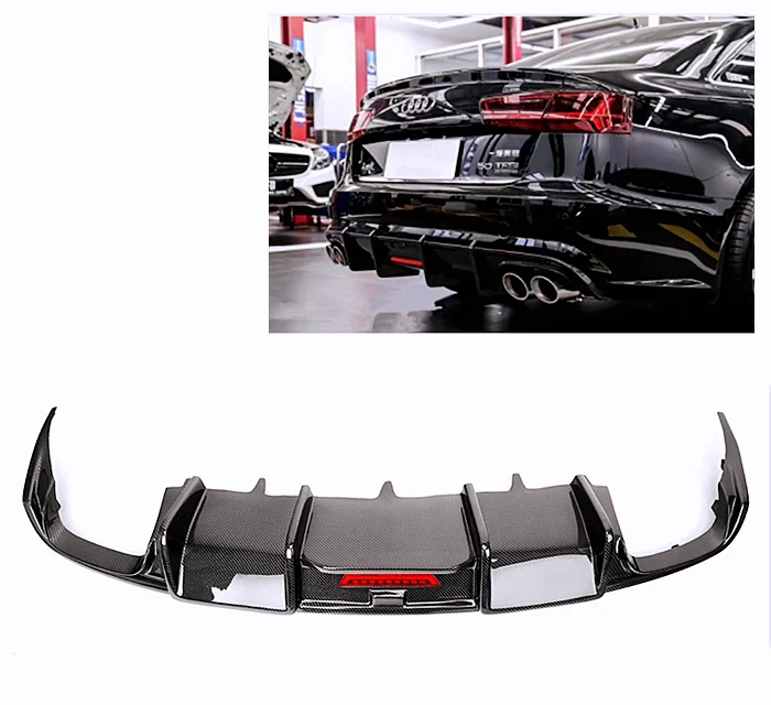 K Style Carbon Fiber Rear Bumper Lip Diffuser For Audi 2016-2018 C7.5 ...