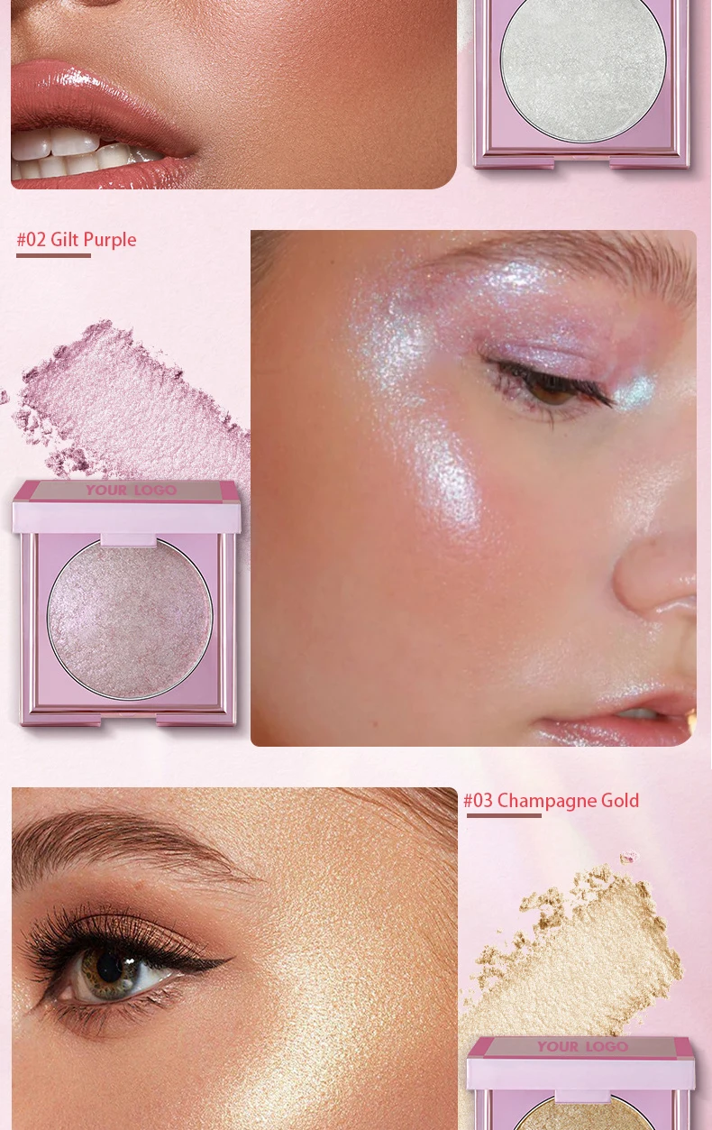 Hot Pressed Powder Vegan Bronzer Highlighter Custom logo Bright Makeup ...