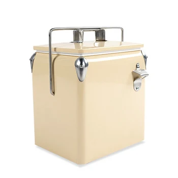 13l Cooler Box Vintage Cooler Bag Ice Metal Box Wine Cooler Rolling ...