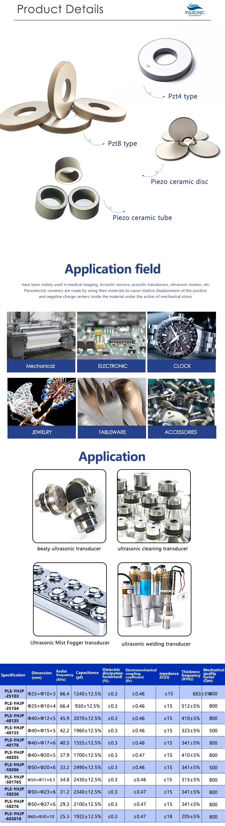 Custom Pzt5a/pzt5h/pzt5x/pzt-5j Piezoelectric Ceramic Tube