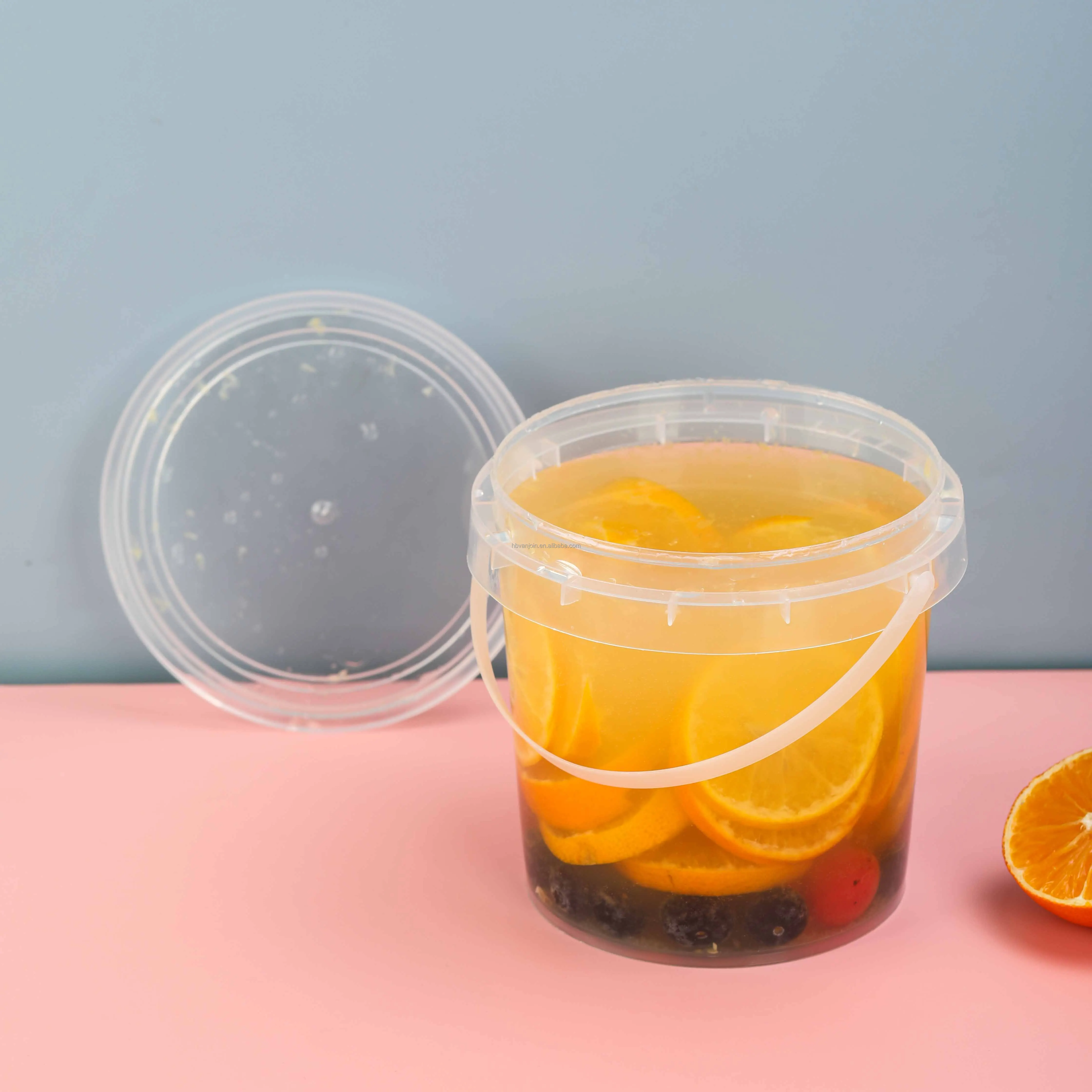 Empty 48 Oz. Plastic Mini Donut Bucket with Logo Printing