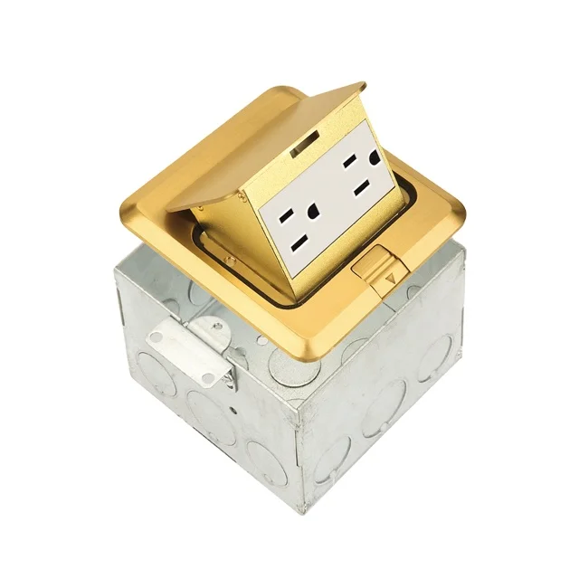 Brass Pop Up Floor Socket Box with Universal Outlets Floor Socket ...