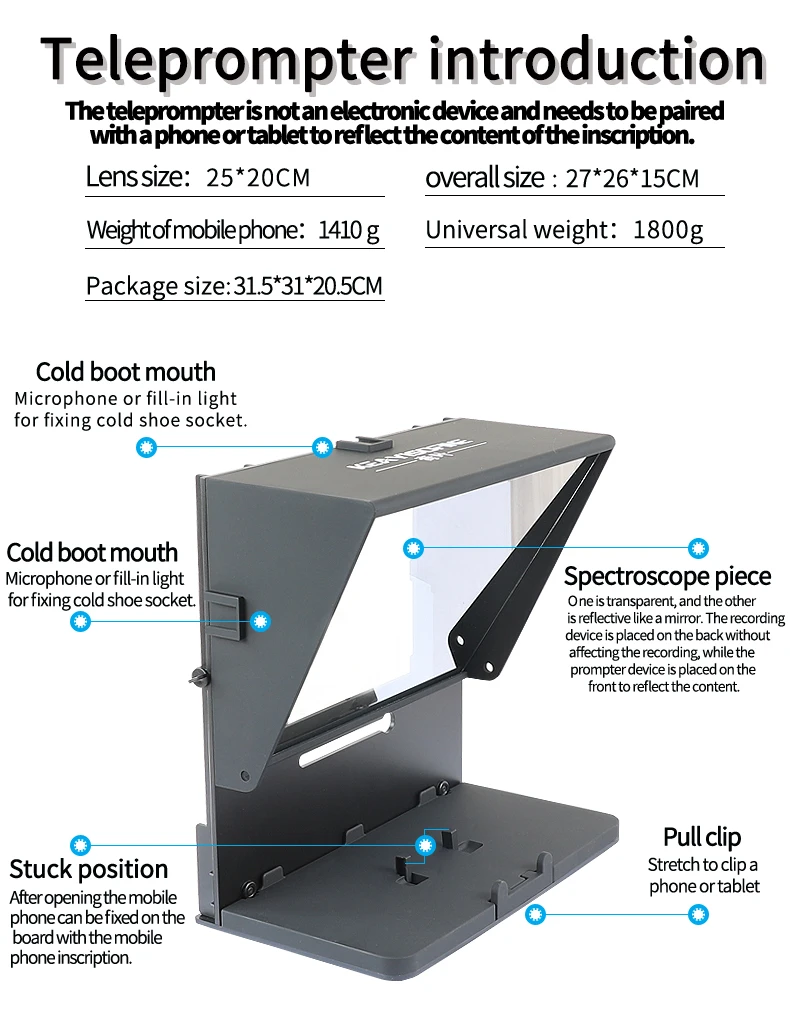 Kipye Q2 Prompter Speech Teleprompter Applicable Slr Camera Recording ...