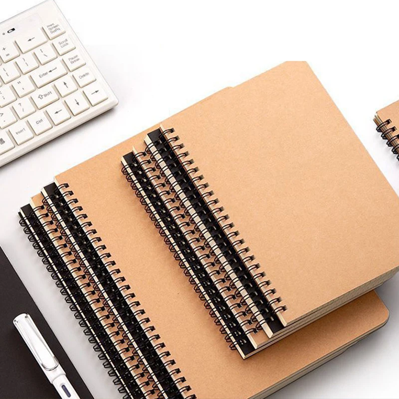 Custom B5 Coil Book Creative Vintage Kraft Paper Spiral Coil Book ...