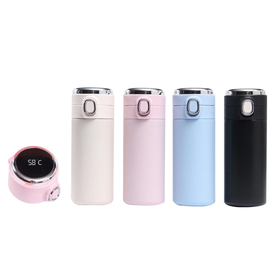 Double Digital Vacuum Insulation 420ml Thermos Tumbler Stainless Steel Smart Water Bottle with ...