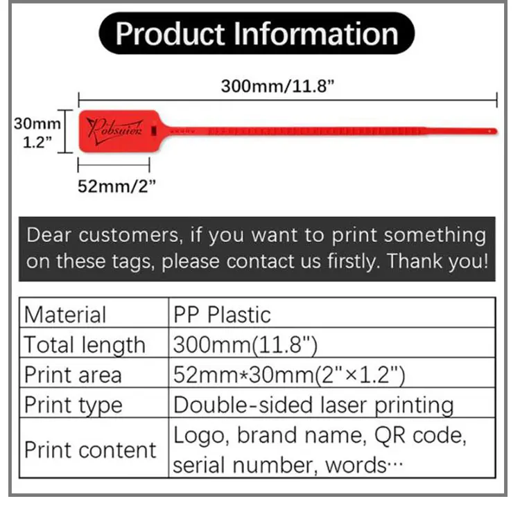 Customized Debossed Ink Logo Zip Ties Tags for Security