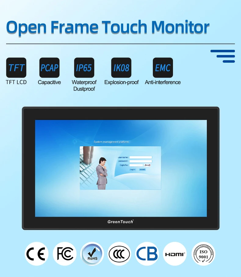 Industrial Open Frame Touch Screen Monitor 10.4 Inch Cb Rohs Certified ...