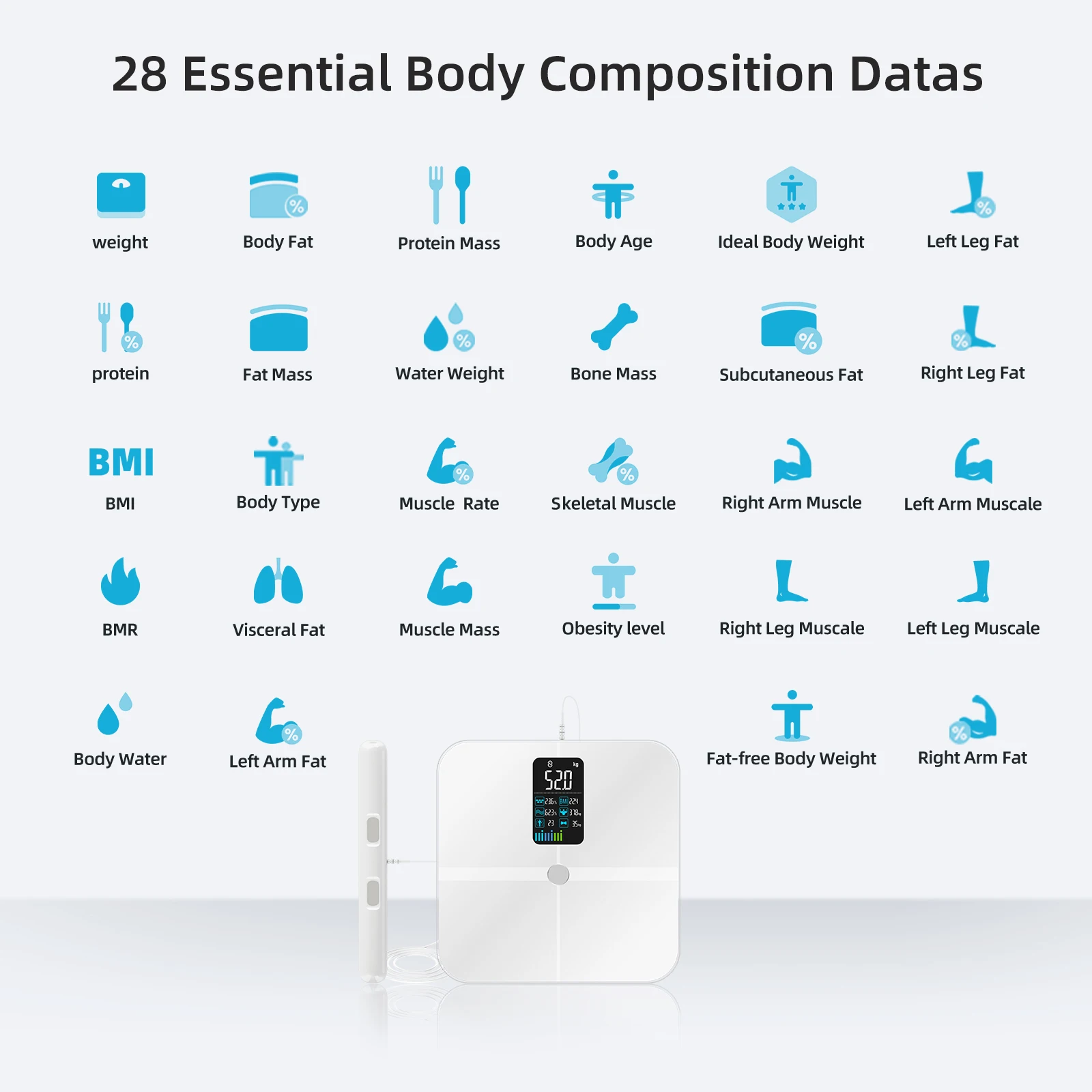 VA Screen Smart Body Fat Sensor Scale BMI & Fitness App Compatible ...