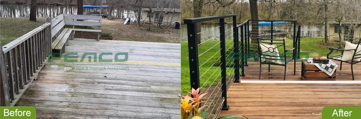 Exterior Black Deck Wire Rope Balustrade Cost Adjustable Balcony ...