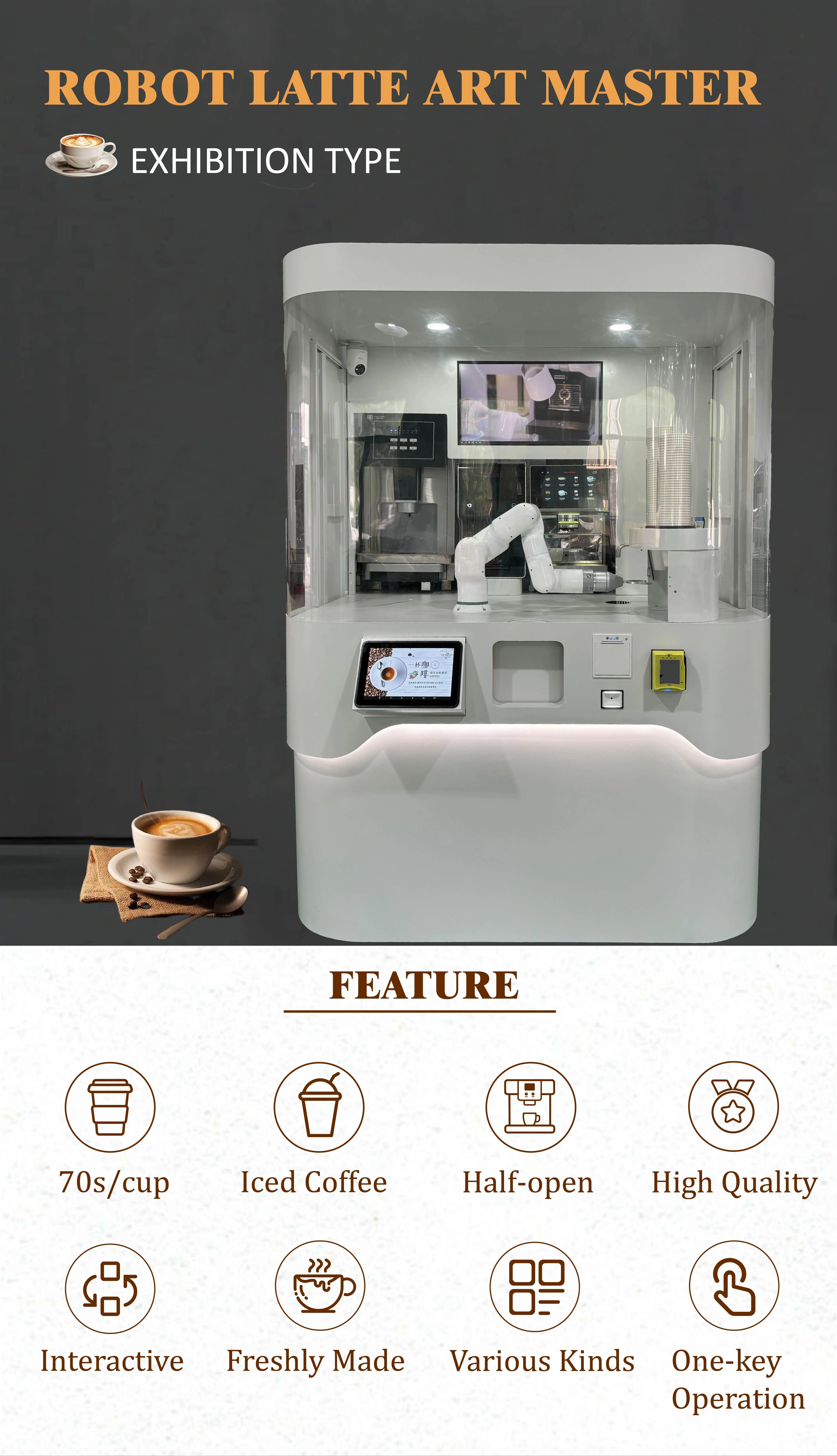 Automatic 6dof Cobot Robotic Barista Coffee Maker - 1 Year Warranty