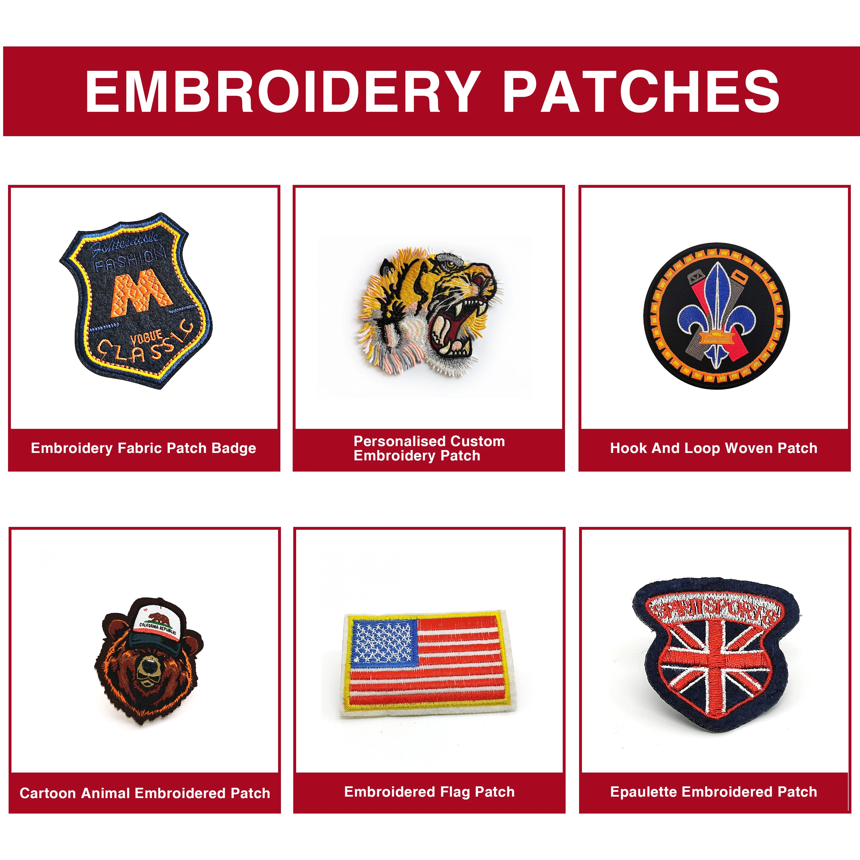 Factory Custom Clothes Hats Merrow Border Fabric Woven Embroidered ...