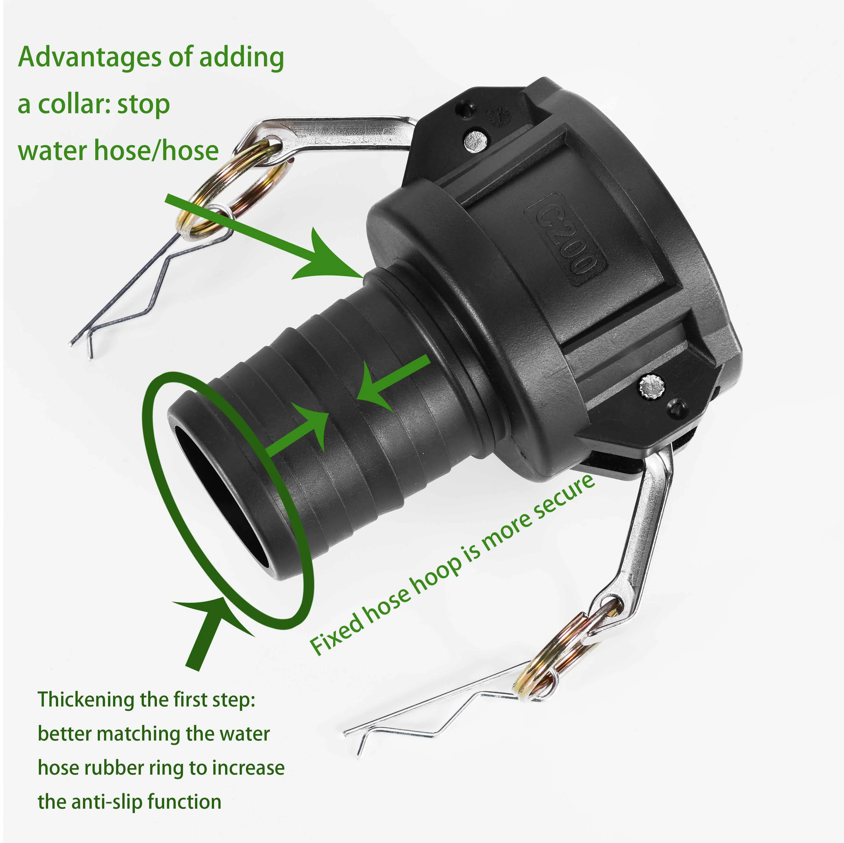 275-330 Gallon Drain Adapter Fitting - 2" Cam Lock to 38mm Barb