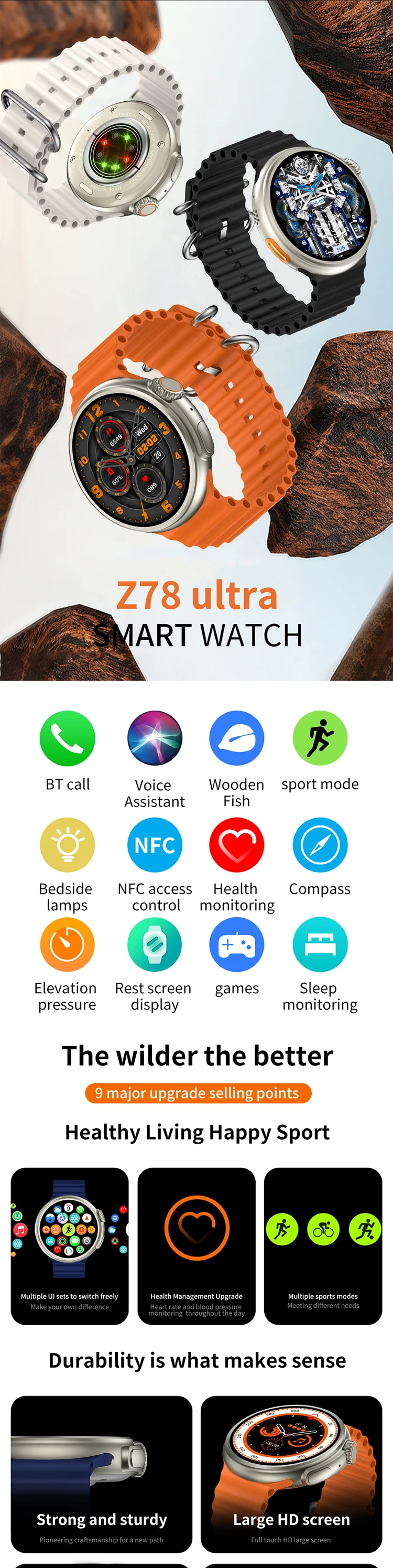 Z78 Ultra Smartwatch Rotating Bt Call Reloj Smart Watch With Wireless ...