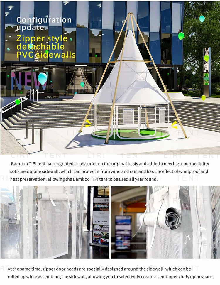 Waterproof Outdoor Wood Camping Canvas Pyramid Tipi Bamboo Lantern Food ...