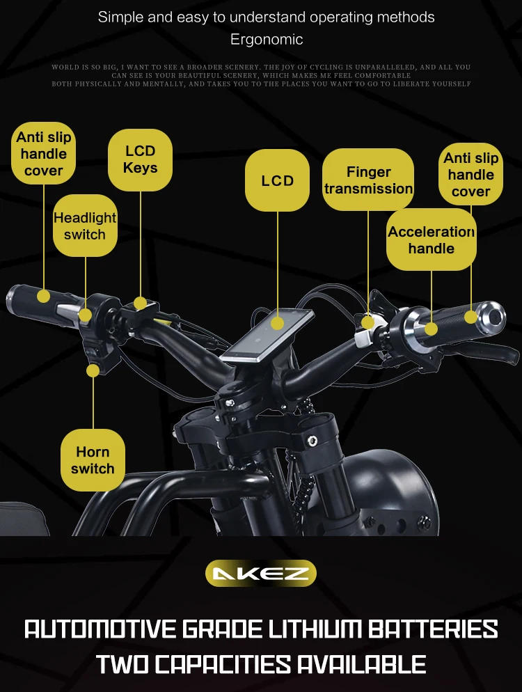 AKEZ 1500W Adult Stealth Bomber E-Bike - 48V Lithium Battery