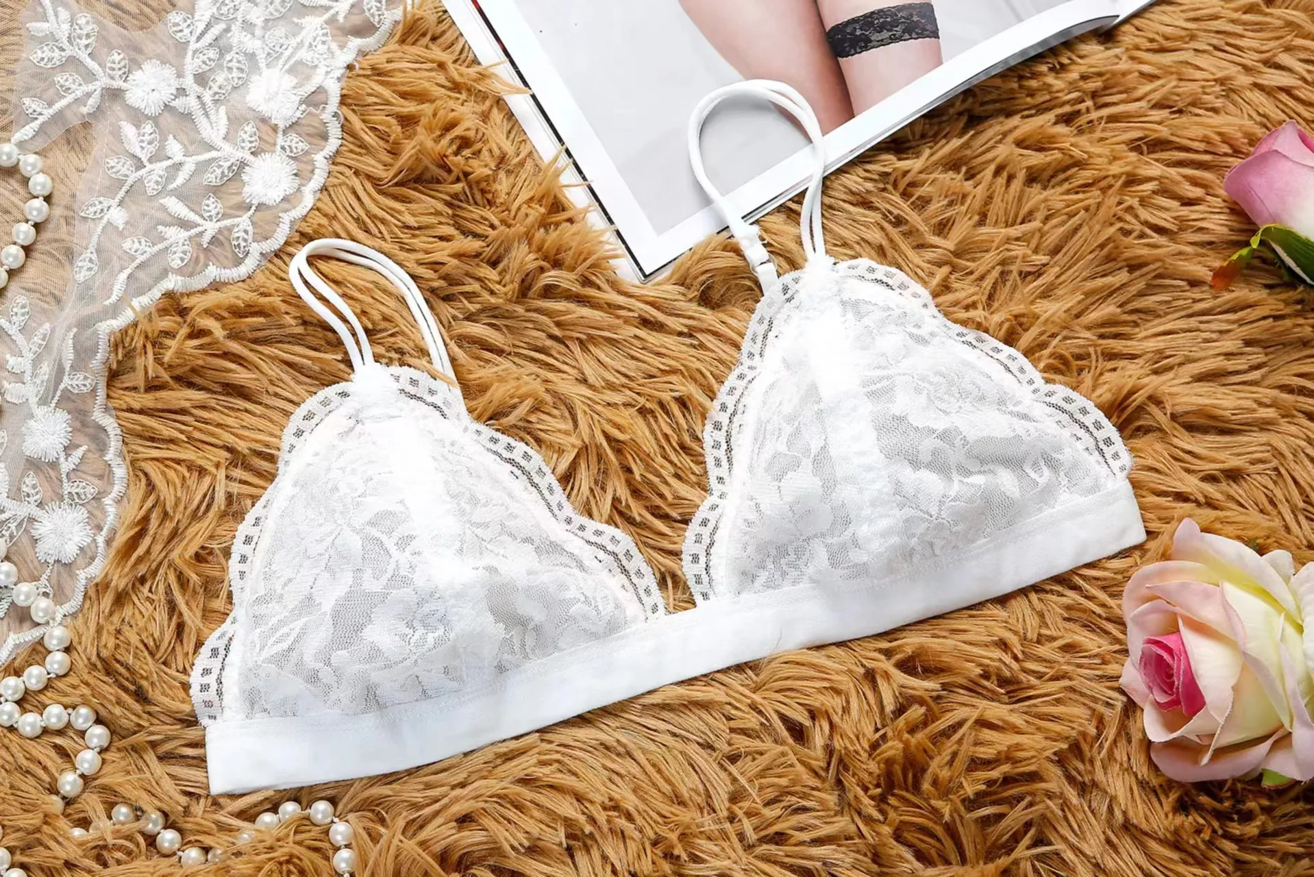2023 Sexy Thin Lace No Underwire Bra Triangle Soft Cup Breathable Women ...