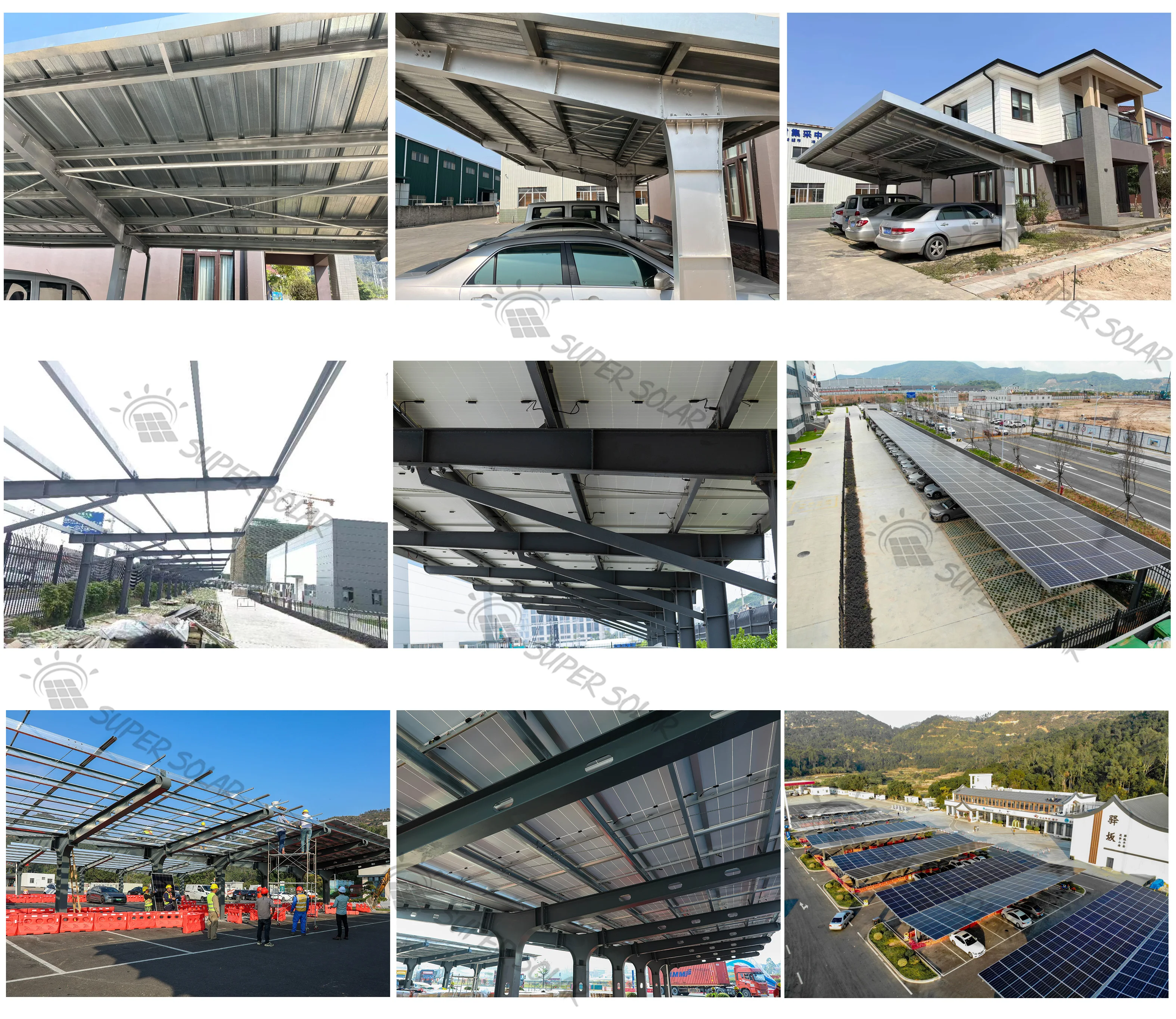 PV Panel Mounting Structure Canopy Sunroof Shade Station Steel Solar ...