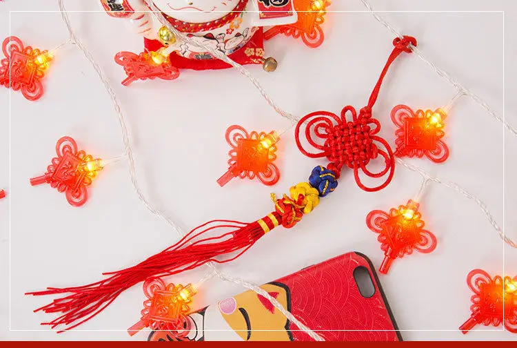 New Year Lantern Word"fu" Chinese Knot String Lights Solar Energy Room ...