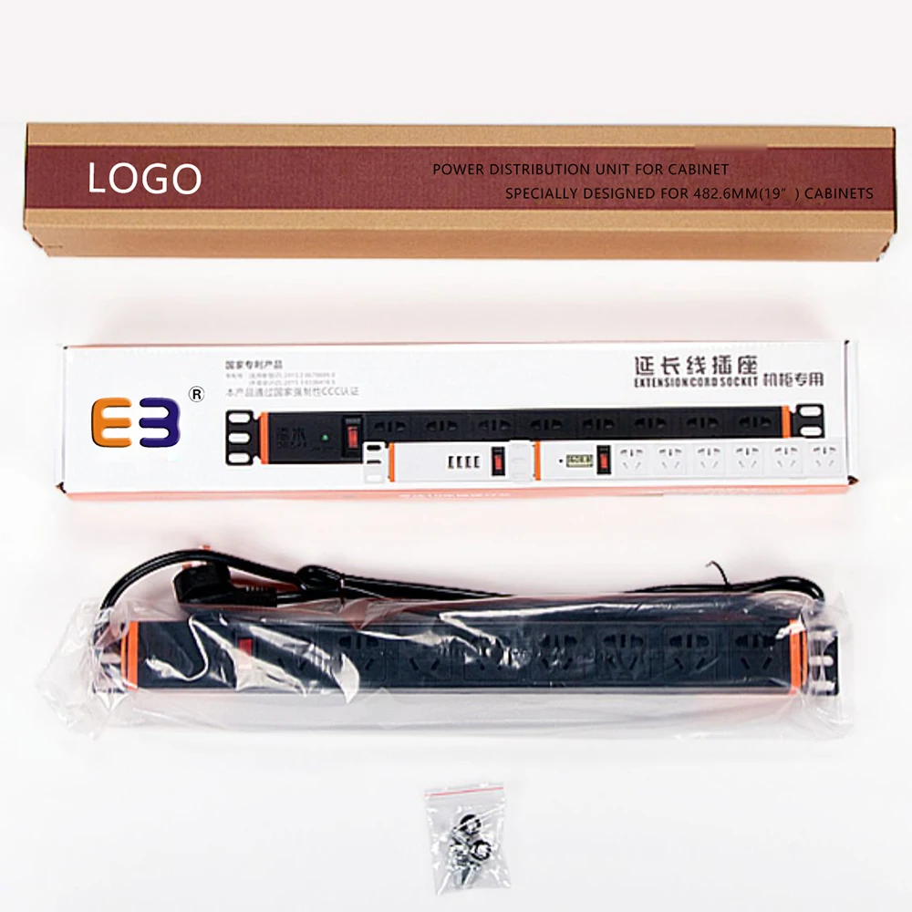 0u Vertical Installation Rack Mount Pdu 8ways Uk Outlets With On/off ...