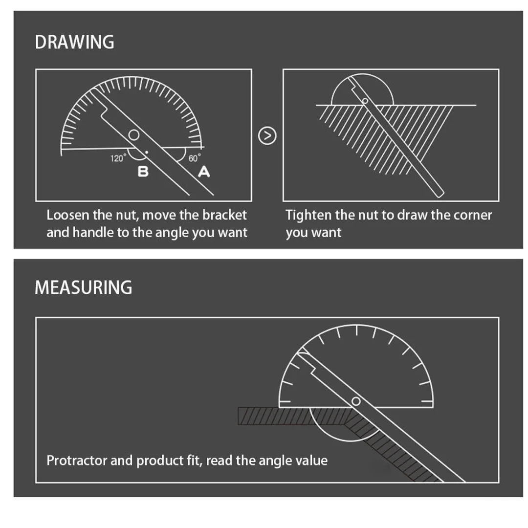H0066 180 Degree Protractor Metal Angle Finder Goniometer Angle Ruler ...
