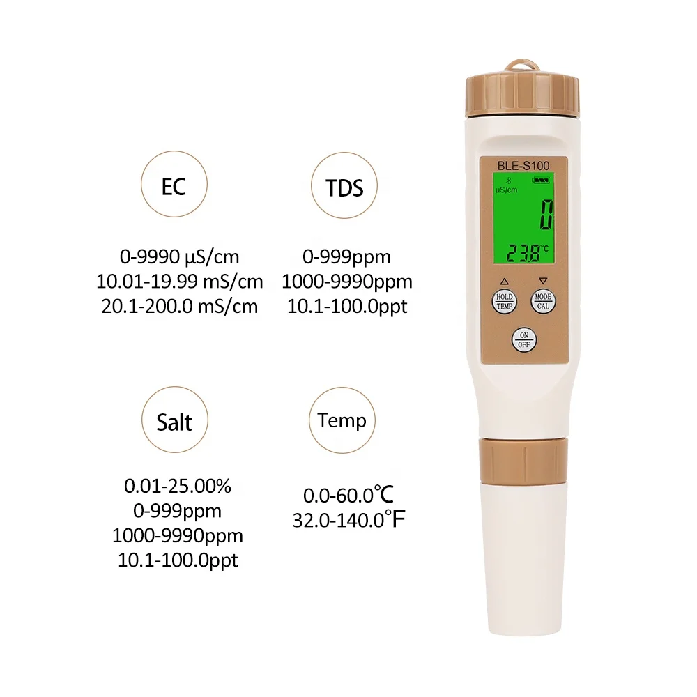 Digital Bluetooth Salinity Tester Ppt 4 In 1 Ec Tds Salinity ...