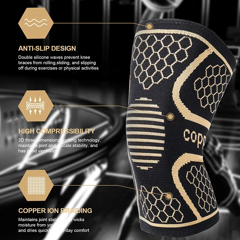 High Elastic Non Slip Copper Knee Support Pad Guard Outdoor Sports ...