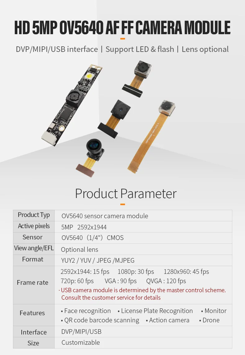 5MP Camera Module - High Quality HD 1080P DVP Mipi CSI