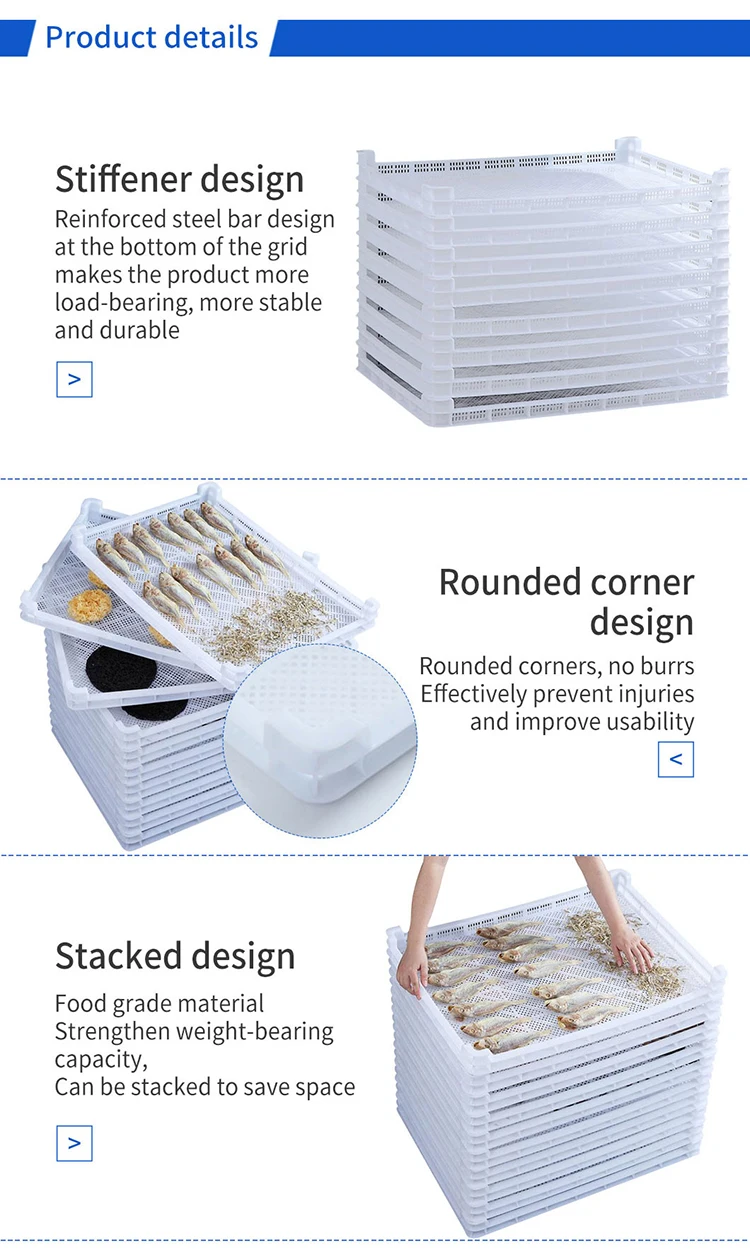Food Grade Stackable Plastic Drying Trays for Fruits & Veggies