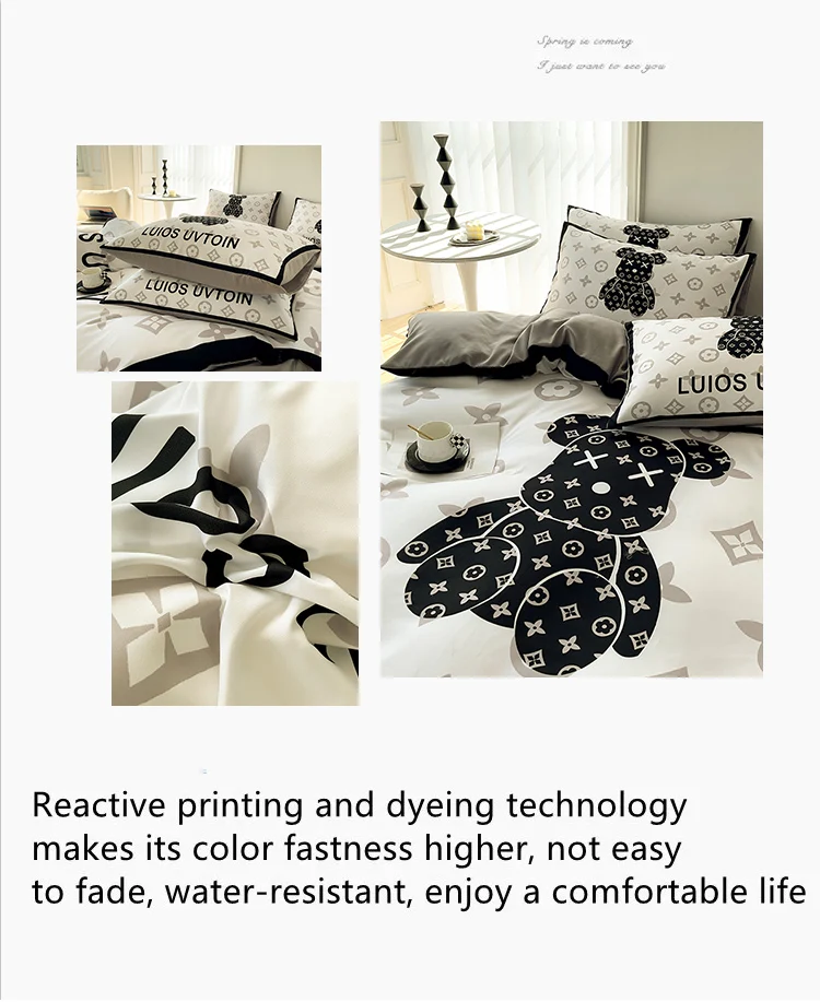 Luxury White Bear Head Bear Cub Design Bedroom Duvet Cover Bed Sheet ...