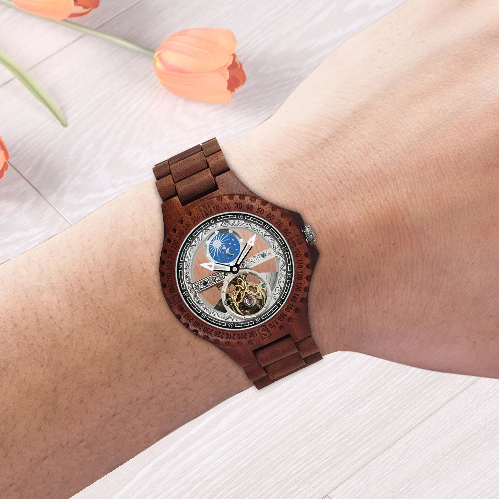 Luxury Custom Logo Natural Handcrafted Water Resistant Mechanical ...