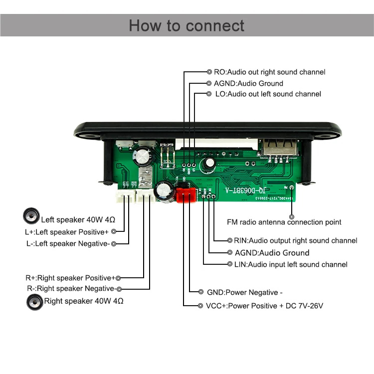 2x40w Mp3 Player Bluetooth Amplifier Board Bluetooth Speaker Circuit ...