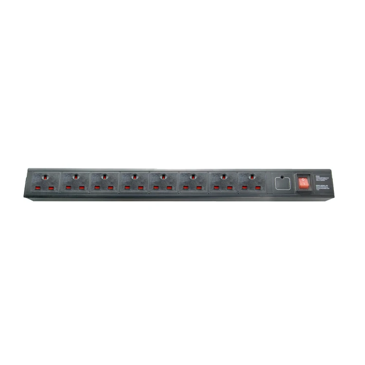 13 to 19 Inch Rack Mount 8 Ways PDU UK Socket Power Strip
