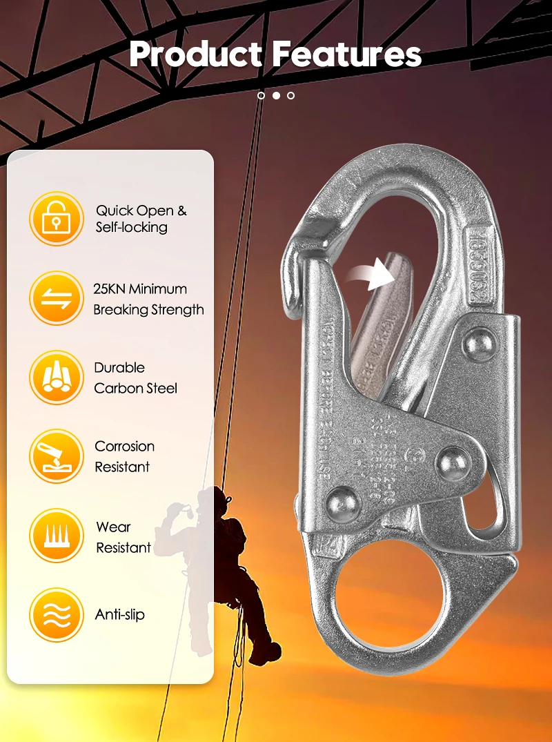 Fall Protection Safety Snap Hook Silver Gold Metal Hooks For Safety ...
