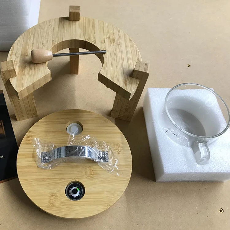 Luxury Countertop Dry Food Cereal Dispenser Rice Container Glass Bamboo ...