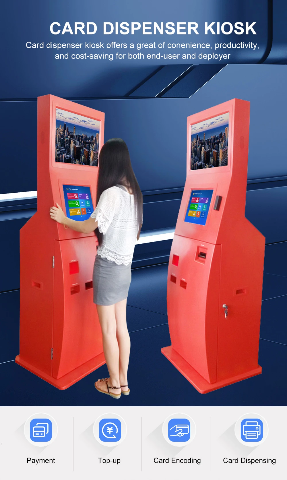 Bank Card Cash Ticketing Payment Kiosk Machine Dual Screen Loyalty Gift ...