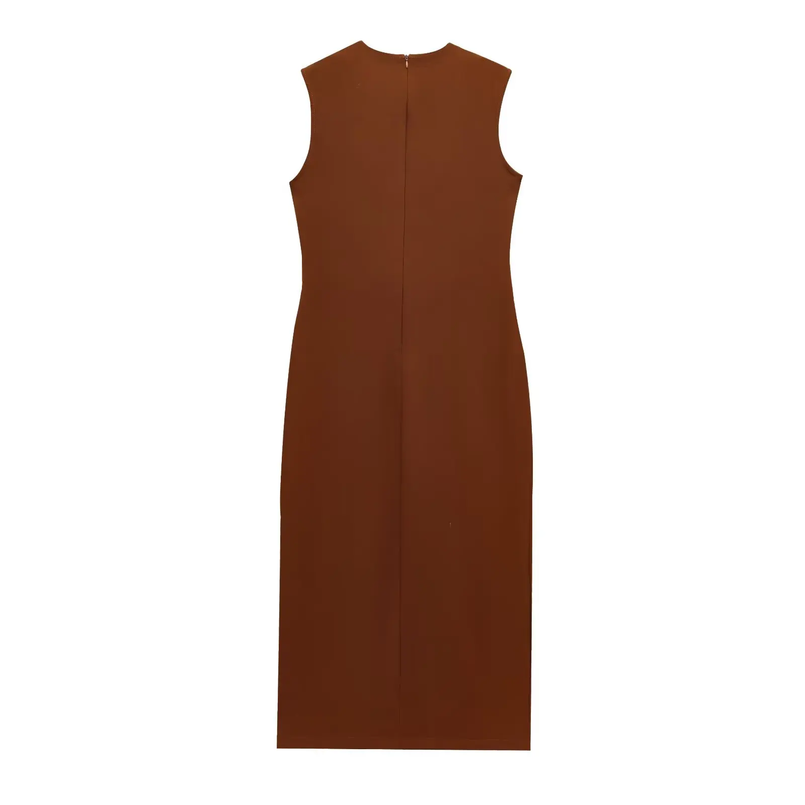 PB&ZA Women 2025 Spring New Chic Fashion - Belt Crepe MIDI Dress