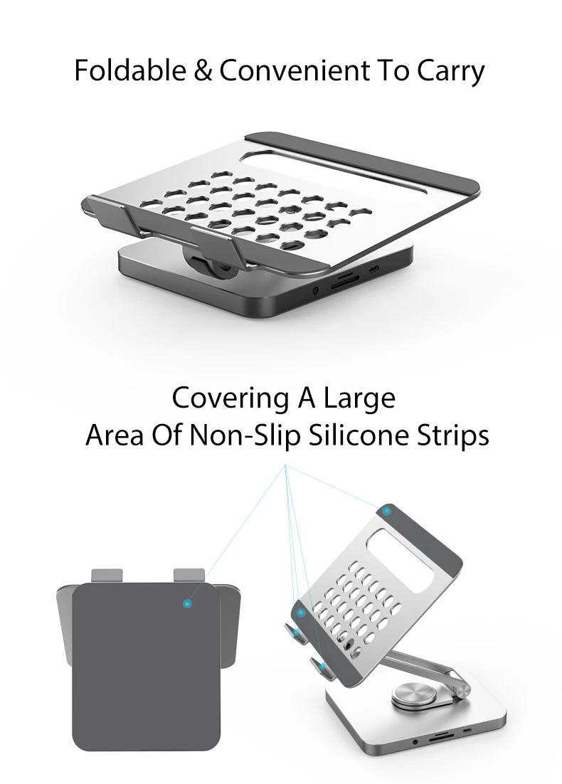 USB c Docking Station Tablet Holder Adjustable Height Aluminum Laptop ...