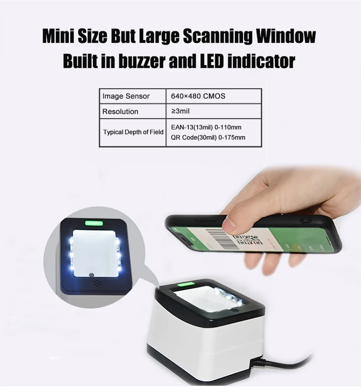 Checkout Qr Code Barcode Scanner Omnidirectional Table Top Usb 1d 2d ...