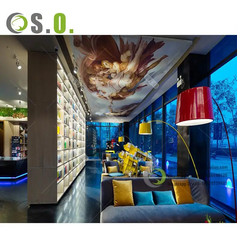 Modern Wood Bookshelf Custom Wooden Bookstore Display Shop Fitting Book ...